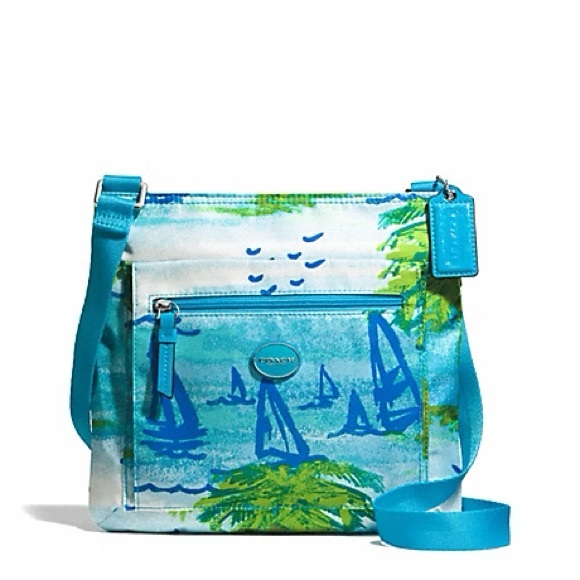 Coach | Bags | Coach Rare Htf Beach Scene Palmsboat Nylon File ...